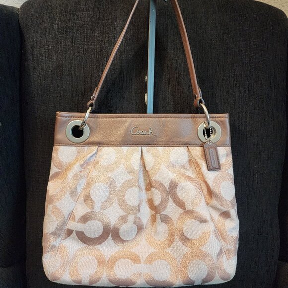 Coach | Bags | Coach Ashley Copper Metallic Signature C Logo Shoulder Bag | Poshmark